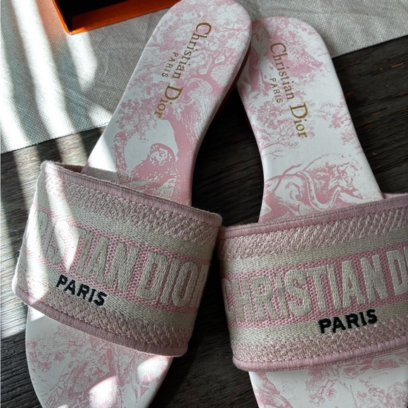 Shoes | Christian Dior Pink Slide Sandals | Poshmark